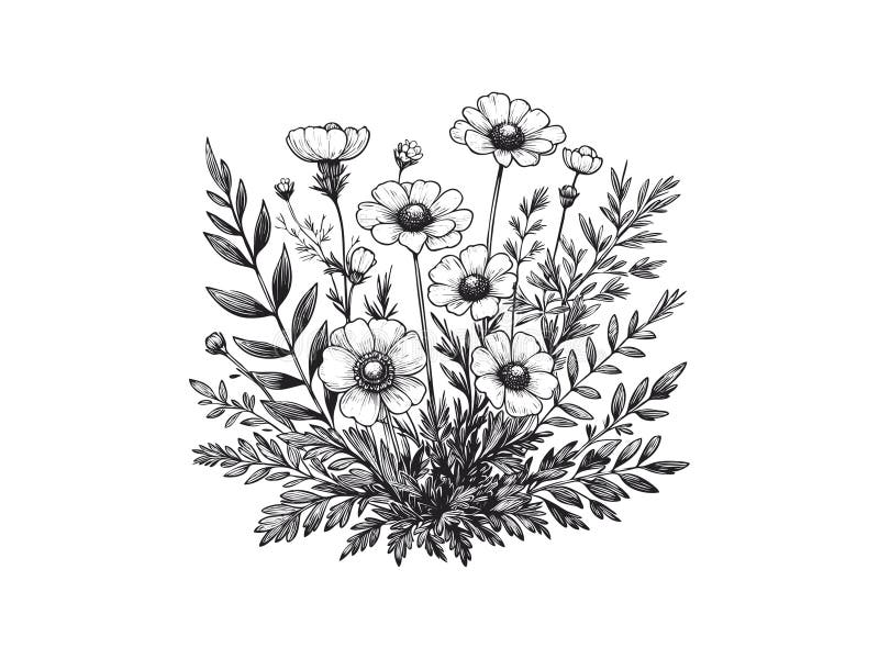 Flowers, Wildflowers Eps Files, Flowers Garden, Flowers, Hand Sketching ...