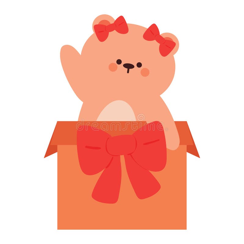 Cute Drawing Cartoon Bear Inside a Box Stock Vector - Illustration of ...
