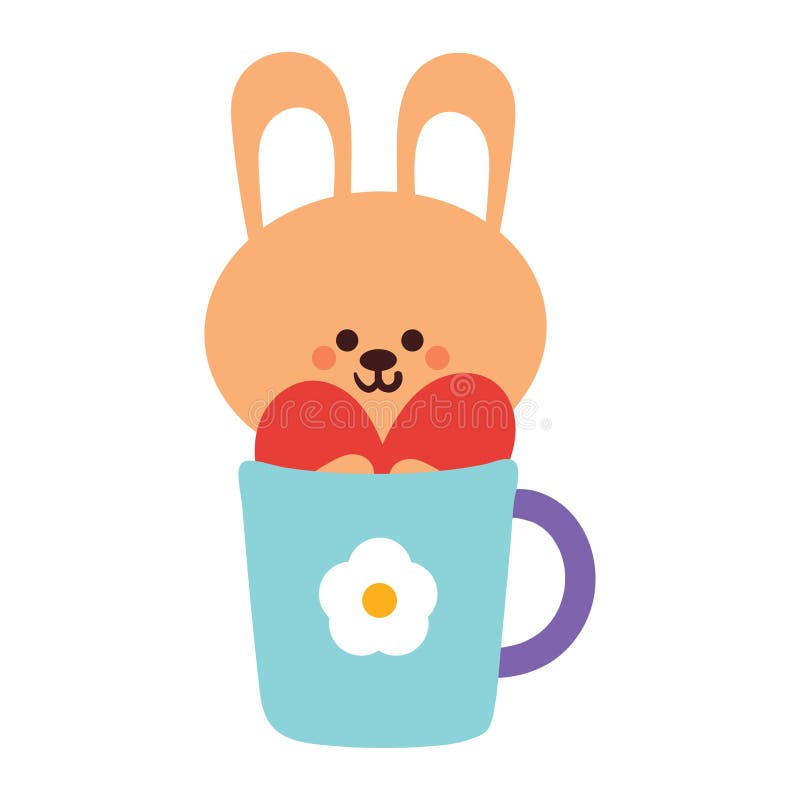 Cute Hand Drawing Cartoon Bunny Holding a Heart Stock Vector ...