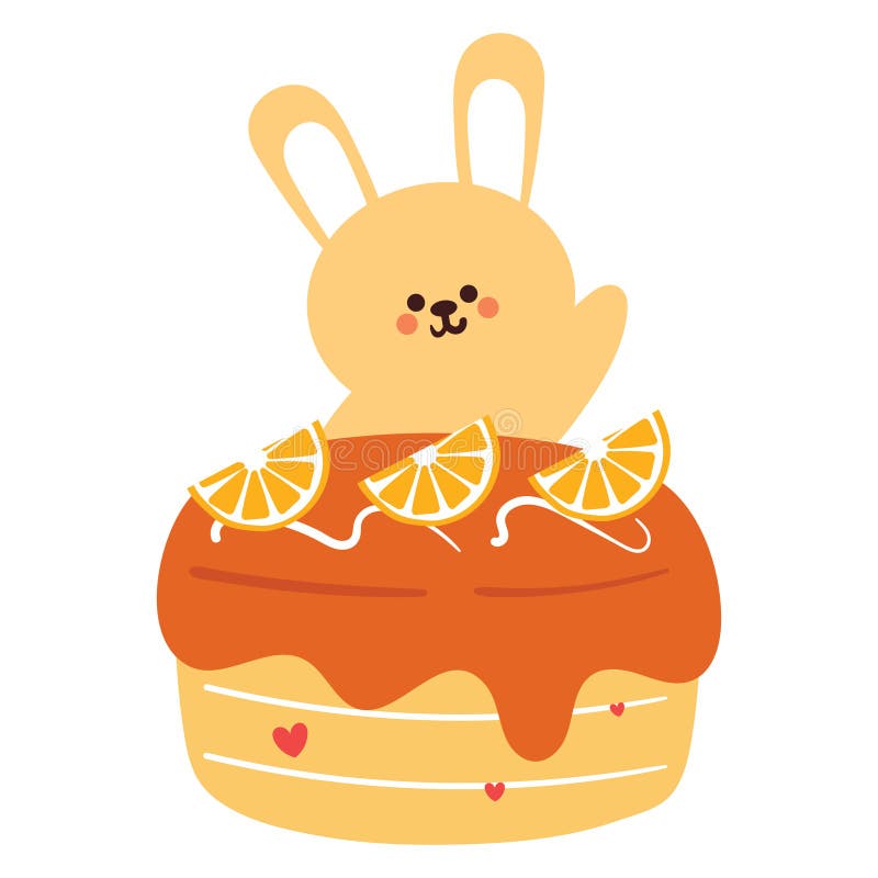 Cute Hand Drawing Cartoon Bunny with Lemon Cake Stock Vector ...