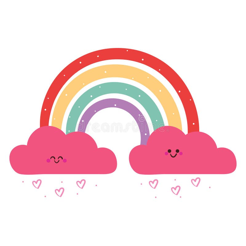 Cute Hand Drawing Cartoon Boho Rainbow Stock Vector - Illustration of ...