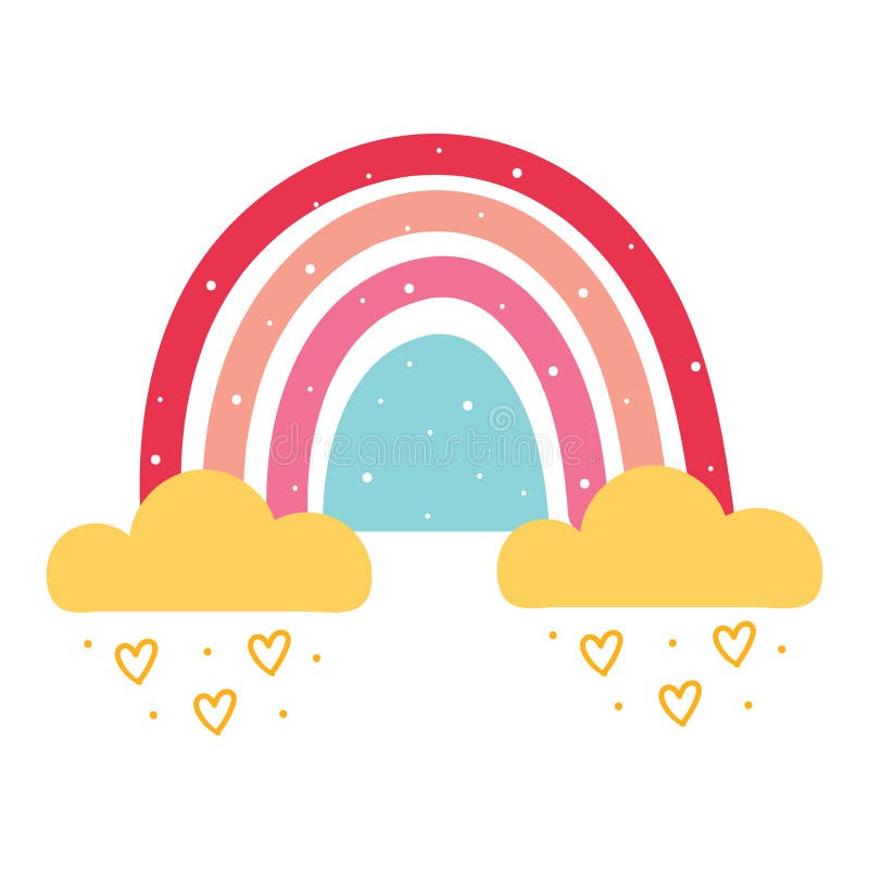 Cute Hand Drawing Cartoon Boho Rainbow Stock Vector - Illustration of ...