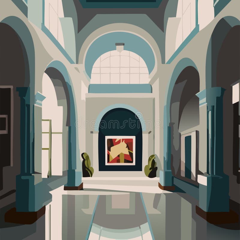 Museum. Entrance To a Museum. Empty Galleries in Museum Stock Vector ...