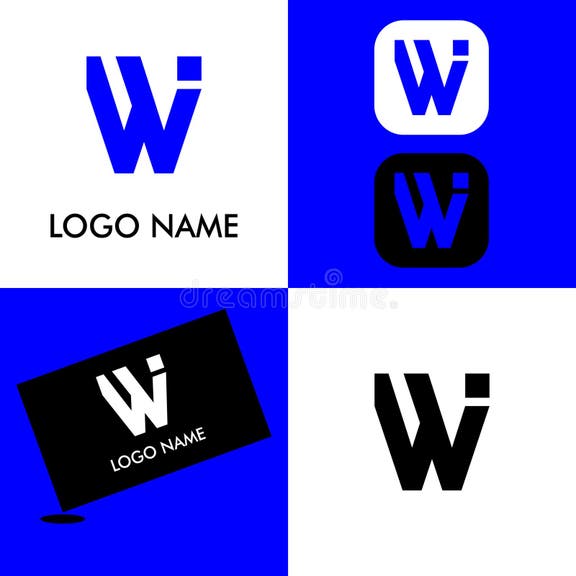 Simple Letter W Logo Vector Concept with Blue Color Stock Vector ...