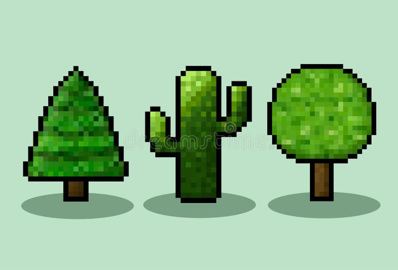 Tree in 8 bit pixel art stock vector. Illustration of wild - 321090095