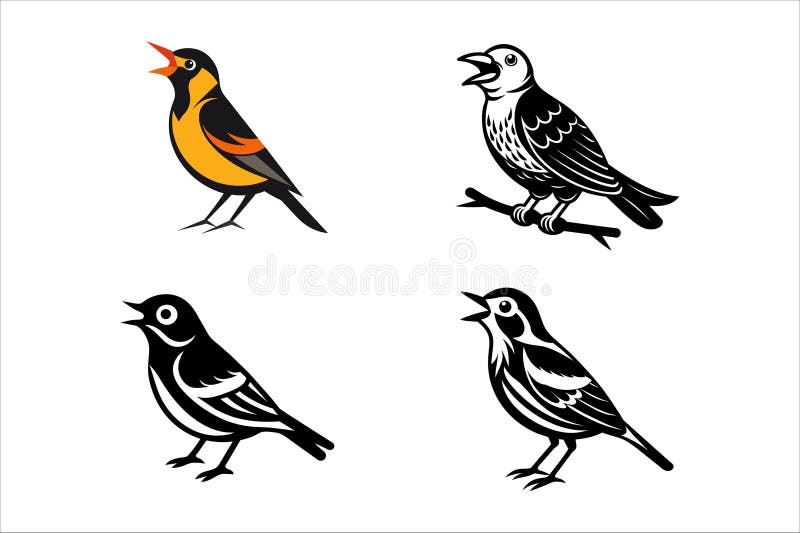 Black Warbler Bird Icon Victor Stock Vector - Illustration of warbler ...