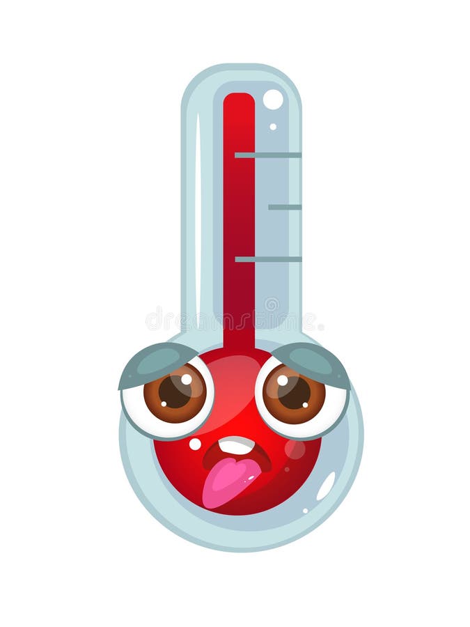 Vector Tired Red Thermometer in Hot Weather Stock Vector - Illustration ...