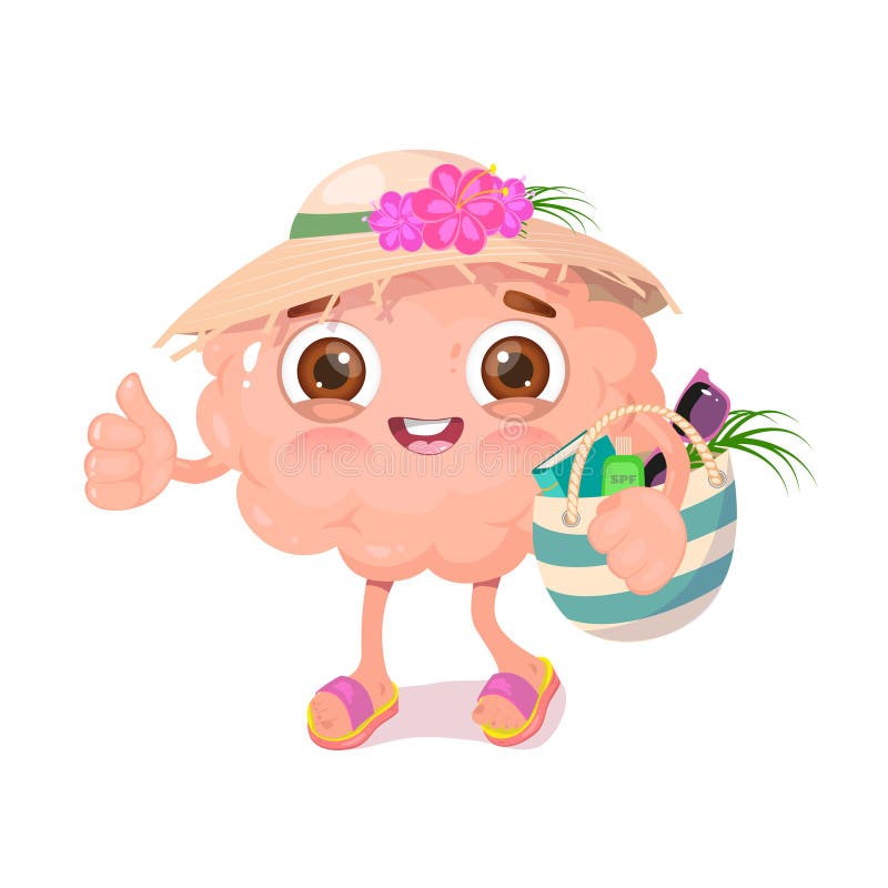 Cute Vector Human Brain Get Rest on the Beach Stock Vector ...