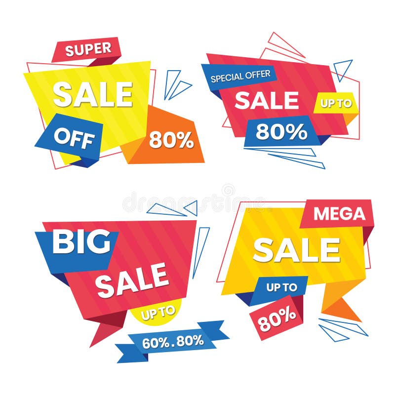 Origami Sale Banner Collections Stock Vector - Illustration of shape ...