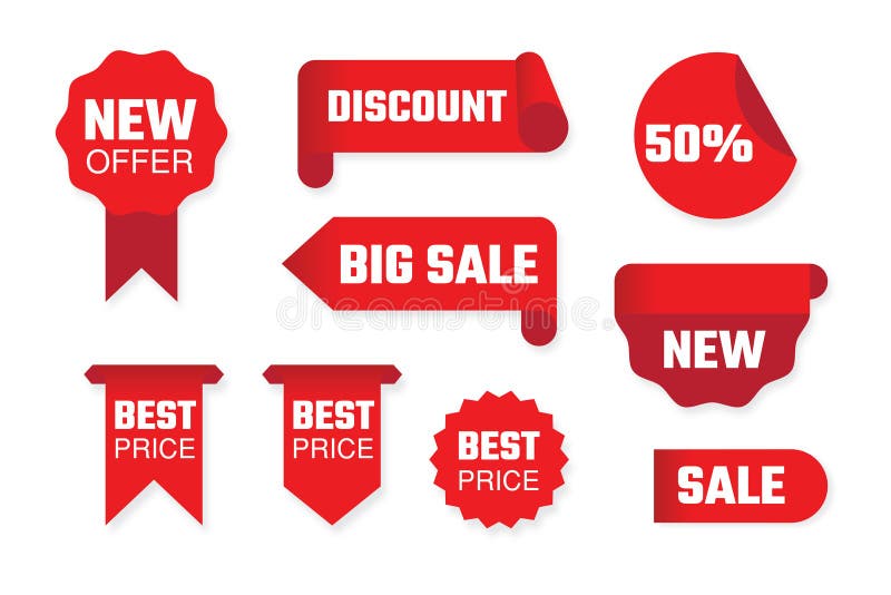 Vector Red Sale Label Pack Collection. Stock Vector - Illustration of ...