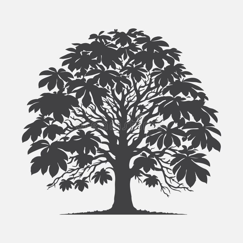 Majestic Chestnut Tree Silhouette: a Timeless Natural Beauty Stock ...