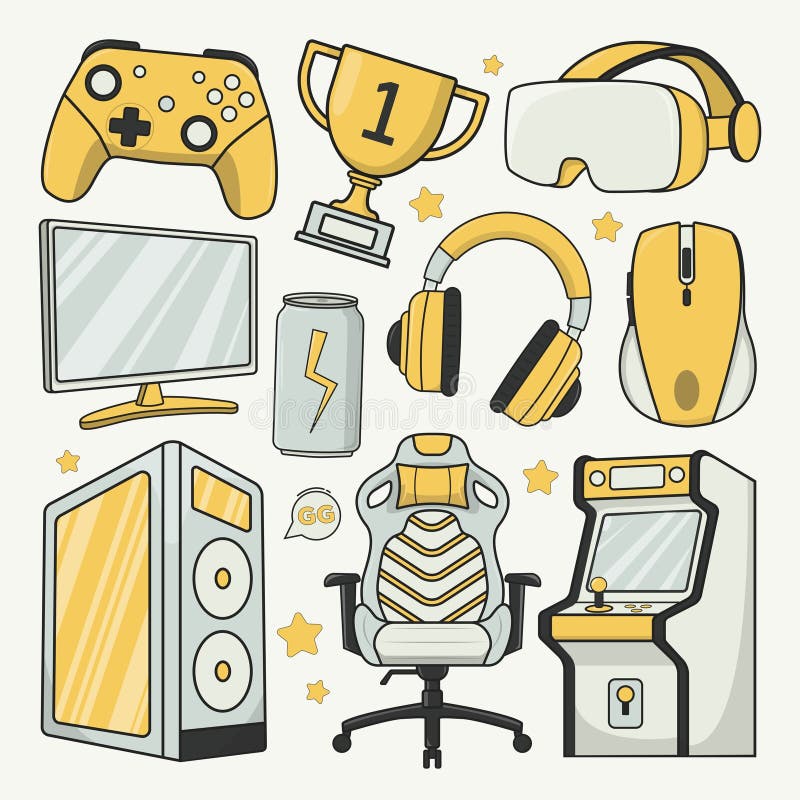 Gamer Set Gamer Icon Set Game Icon Set Flat Game Streamer Elements ...