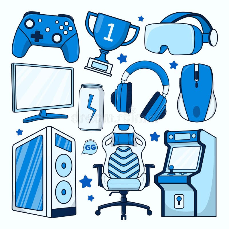 Gamer Set Gamer Icon Set Game Icon Set Flat Game Streamer Elements ...