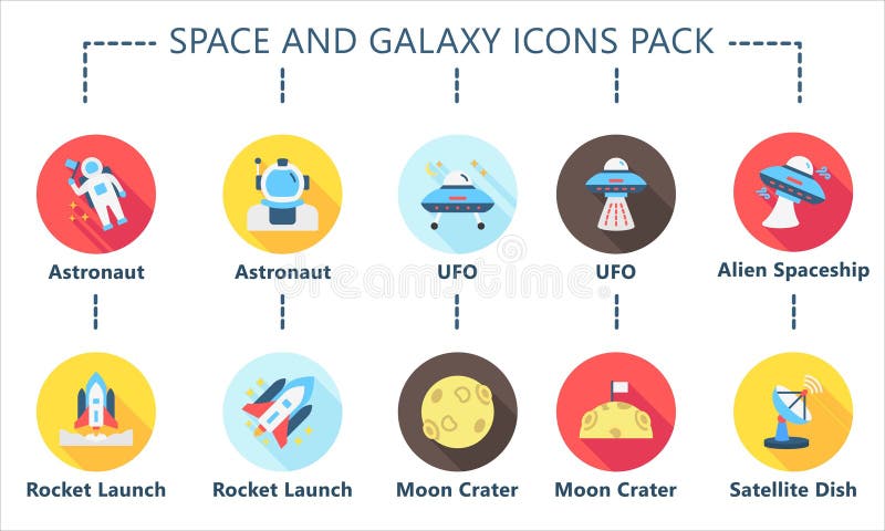 Space and Galaxy Rounded Multi Color Icons Pack Stock Vector ...