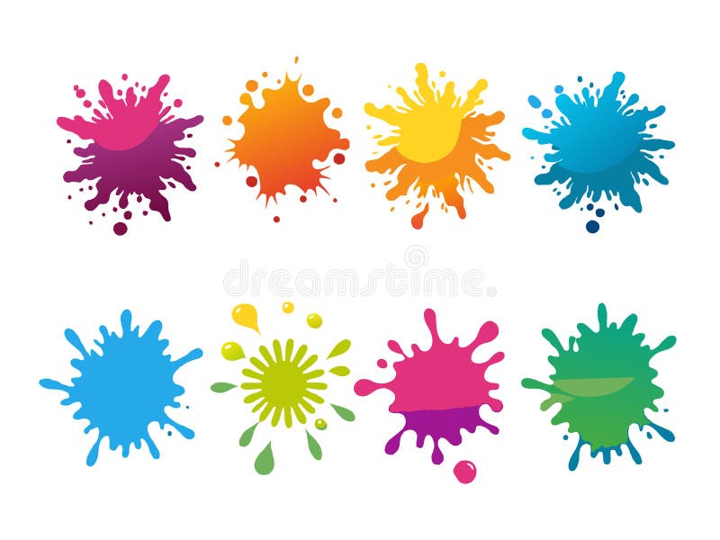 Colorful Ink Spots Set. Splash Splatter Abstract Shape Stock Vector ...