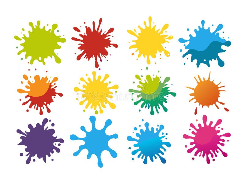 Colorful Ink Spots Set. Splash Splatter Abstract Shape Stock Vector ...
