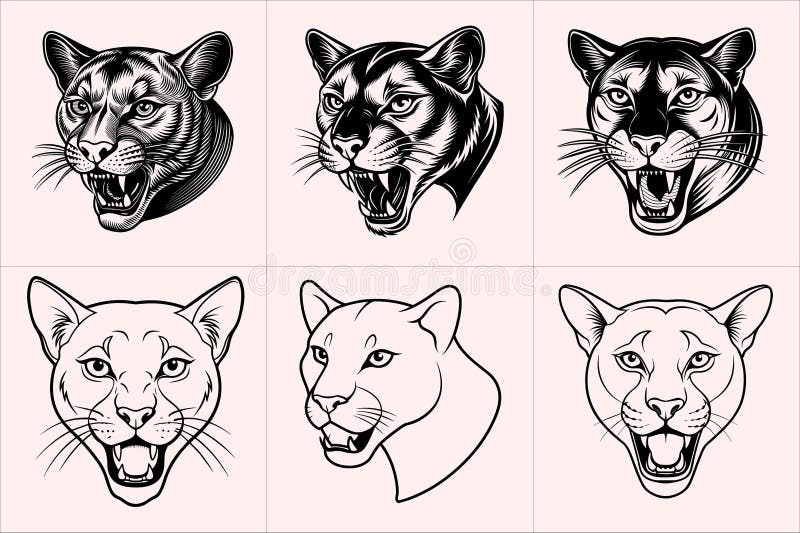 Print Fierce Puma Head Vector: Jaw-Dropping Illustration. Stock Vector ...