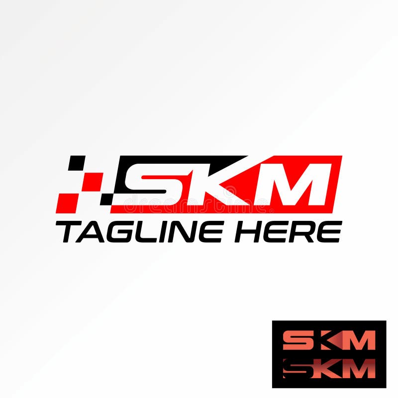 Initial Letter SKM Font Cutting Block Race Flag. Related Monogram ...