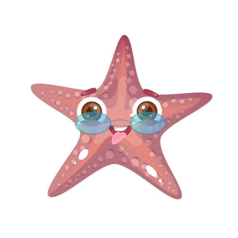 Cute Cartoon Starfish in Sun Glasses. Funny Character of Ocean ...
