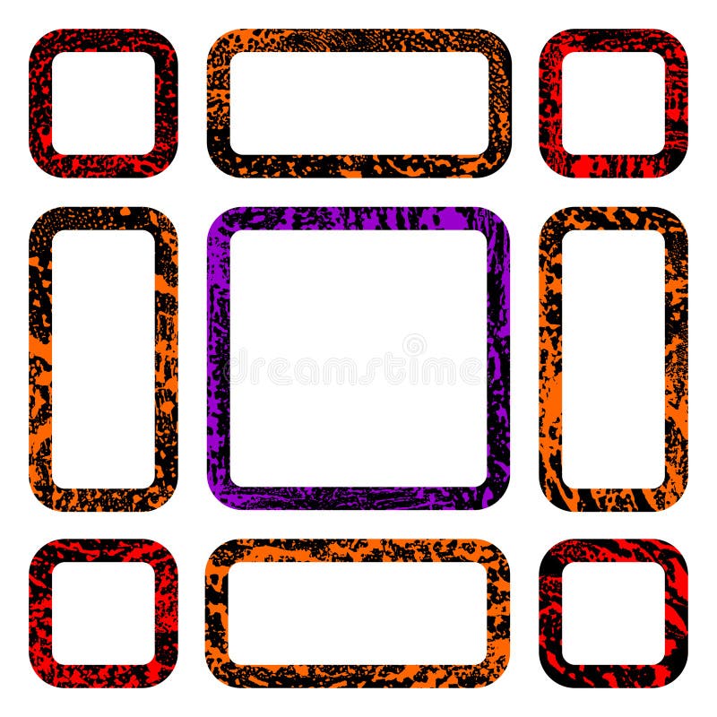 Square Frame Border. Grunge Ink Template. Hand Drawn Worn Edges Frame ...