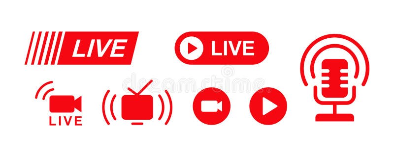 Collection of Video Live Streaming Icon Set Vector Design Stock Vector ...