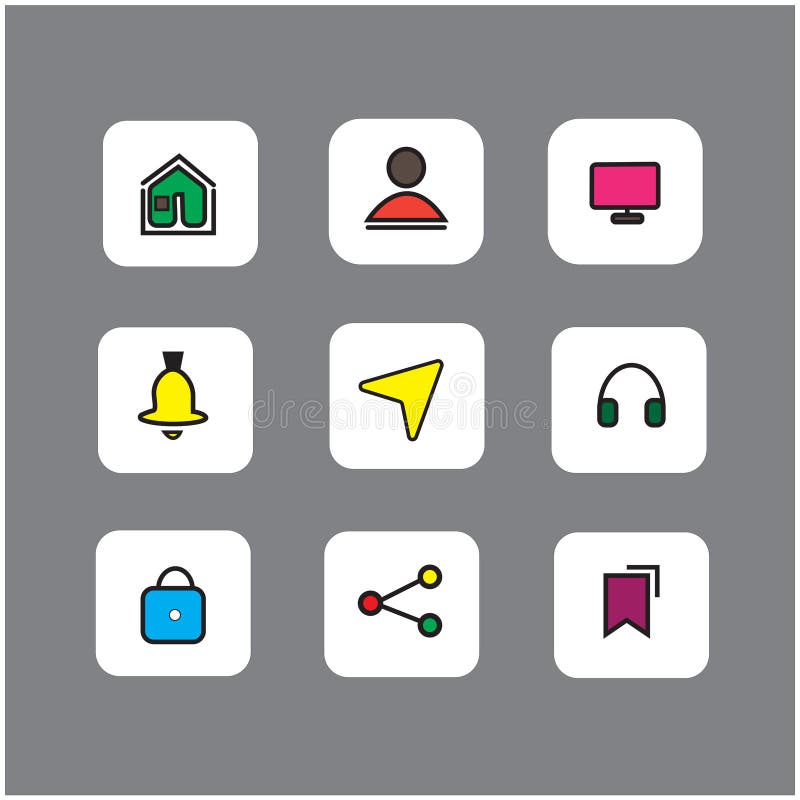 Basic icons. Icon set stock vector. Illustration of headset - 321807713