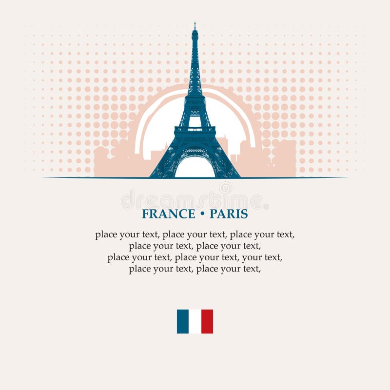 Retro Banner with the Famous French Eiffel Tower in Paris Stock Vector ...