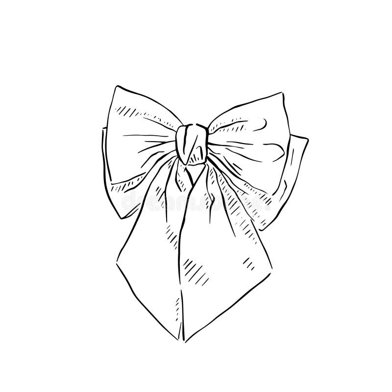 Hand Drawn Bow in Black and White Stock Vector - Illustration of fabric ...