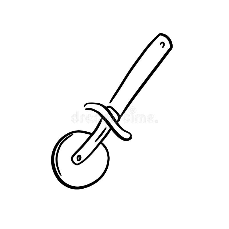 Pizza Wheel Illustration in Black and White Stock Vector - Illustration ...