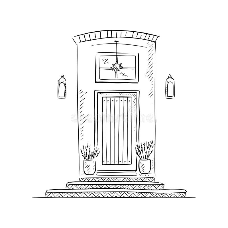 Front door illustration stock vector. Illustration of house - 321917285