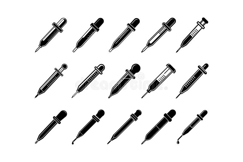 Set of Pipette Laboratory Testing Equipment Vector Art Stock Vector ...