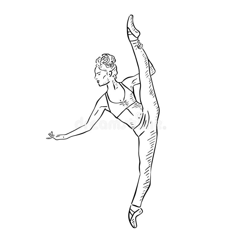 Line Drawn Dancer in Black and White Stock Vector - Illustration of ...
