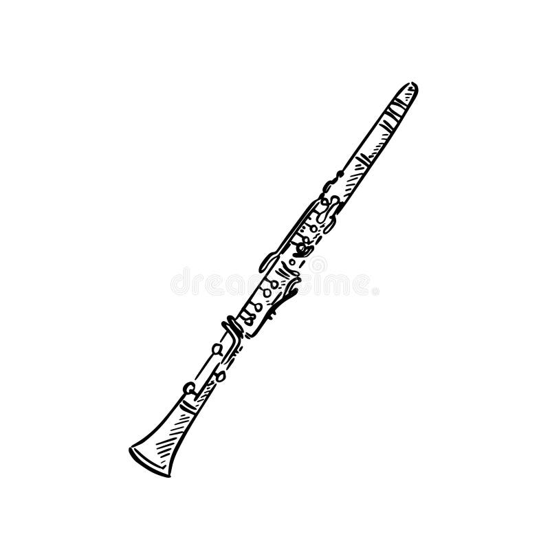 Clarinet Illustration in Black and White Stock Vector - Illustration of ...
