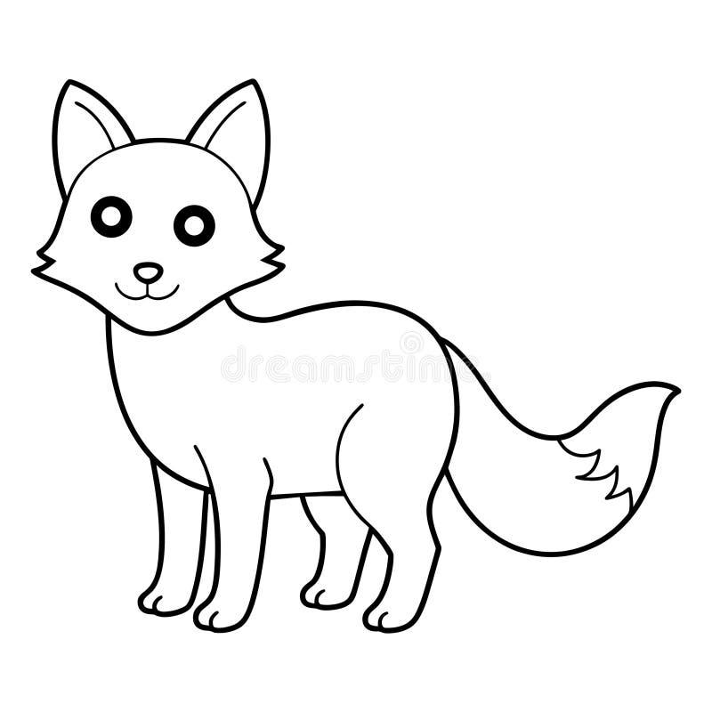 Fox Cartoon Line Art Coloring Page Stock Vector - Illustration of ...