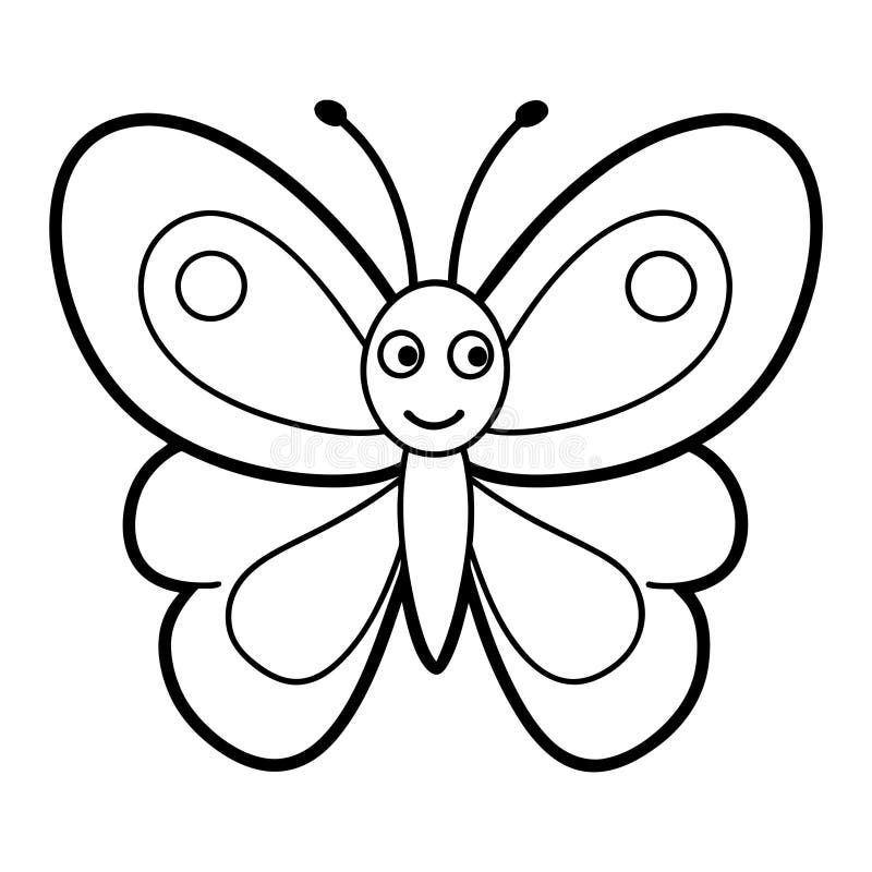 Butterfly Cartoon Line Art Coloring Page Stock Vector - Illustration of ...
