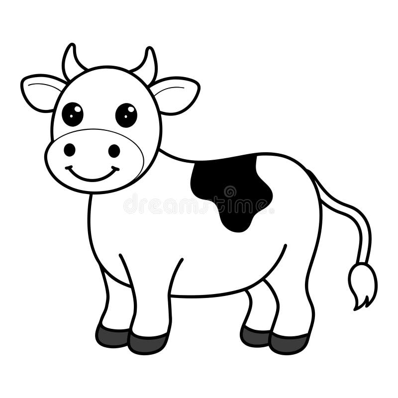 Cow Cartoon Line Art Coloring Page for Kid S Stock Vector ...