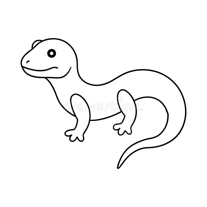 Lizard Kids Coloring Page Vector, Blank Printable Design for Children ...