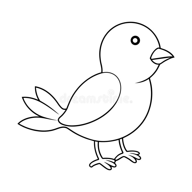 Easy Hand Drawn Bird Coloring Book Illustration Stock Vector ...