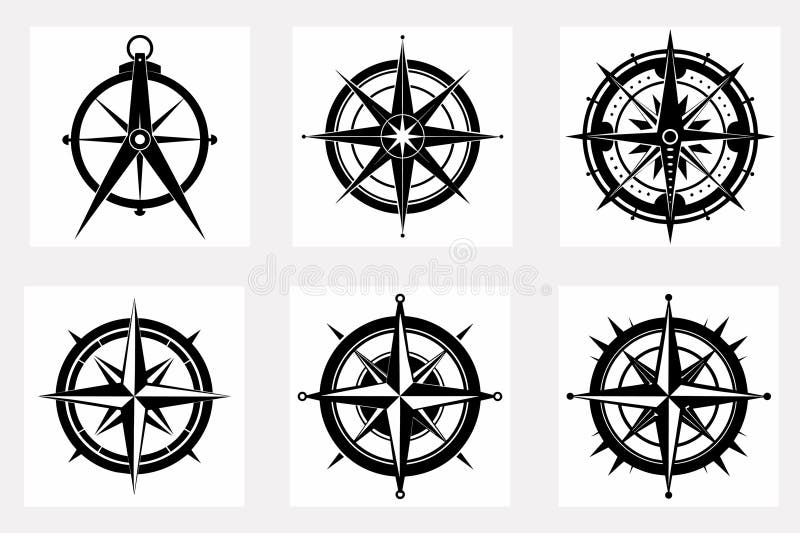 Compass Silhouette in Black Vector Illustration Stock Vector ...