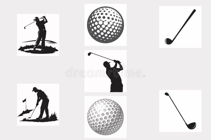 Golf Bat Ball and Player Vector Silhouette Stock Vector - Illustration ...