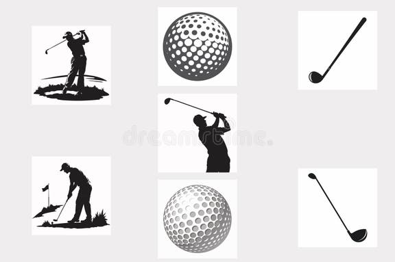 Golf Bat Ball and Player Vector Silhouette Stock Vector - Illustration ...