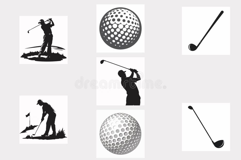 Golf Bat Ball and Player Vector Silhouette Stock Vector - Illustration ...