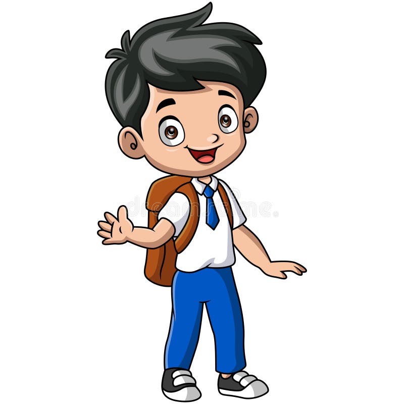 Cute Happy School Boy Cartoon Stock Vector - Illustration of school ...