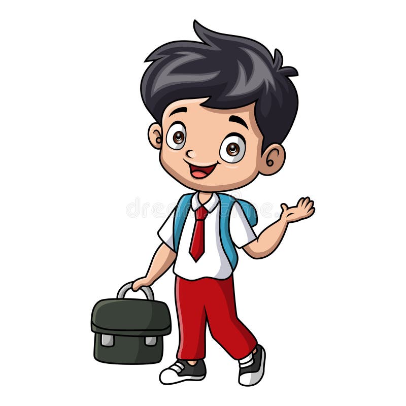 Cute Happy School Boy Cartoon Stock Vector - Illustration of schoolboy ...