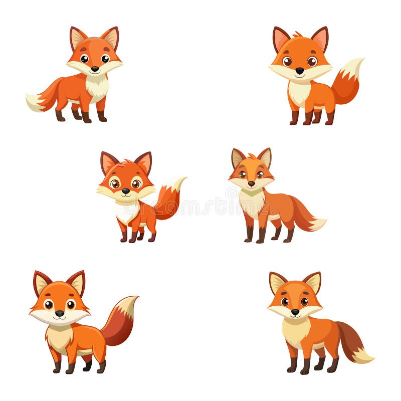 Cartoon Fox, the Fox is Standing and Facing Forward Stock Illustration ...