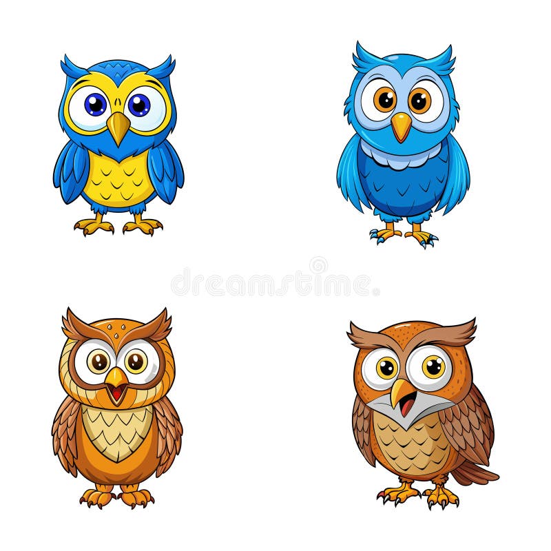 Owl with Confused Facial Expressions Having Fun Stock Illustration ...