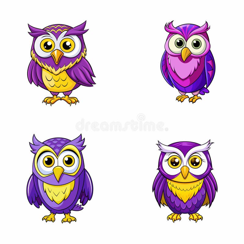 Owl with Confused Facial Expressions Having Fun Stock Illustration ...