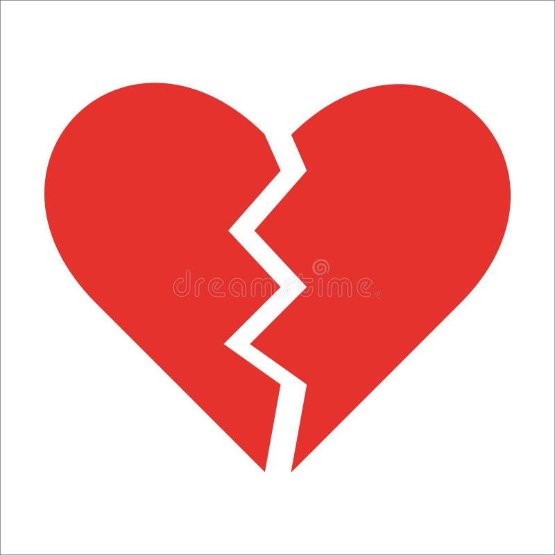 Red Heart Broken To Two Pieces Vector Icon, Breakup or Divorce ...
