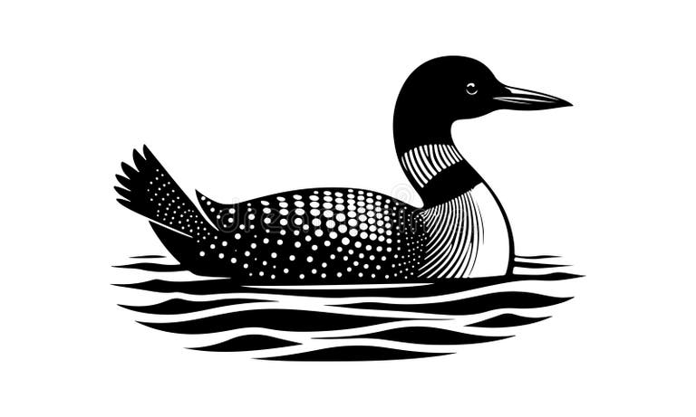 Elegant Black Silhouette Style Loon Logo Template Vector Illustration ...
