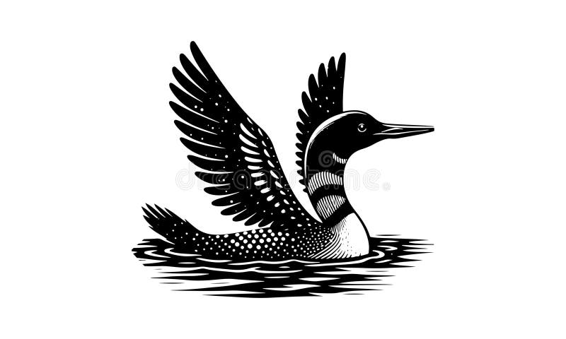 Elegant Black Silhouette Style Loon Logo Template Vector Illustration ...